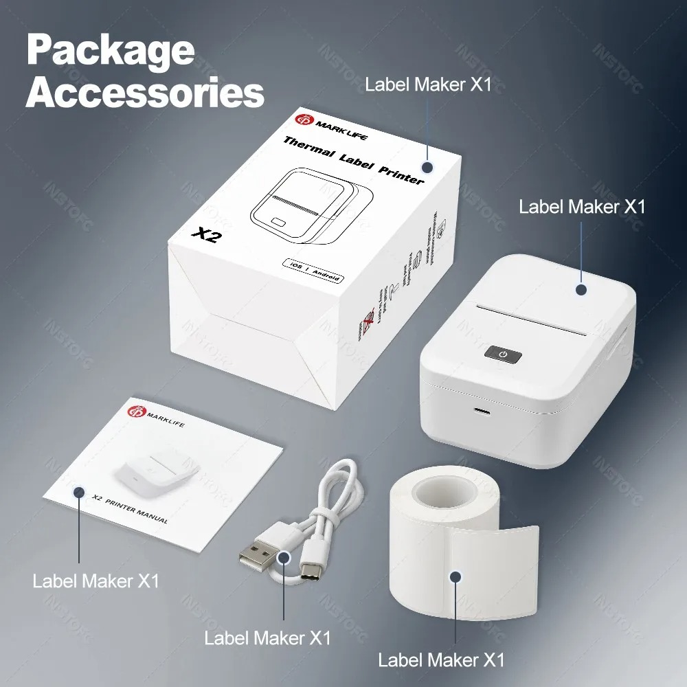 Inkless Portable Label Printer X2 Wireless Bluetooth Thermal Label ...