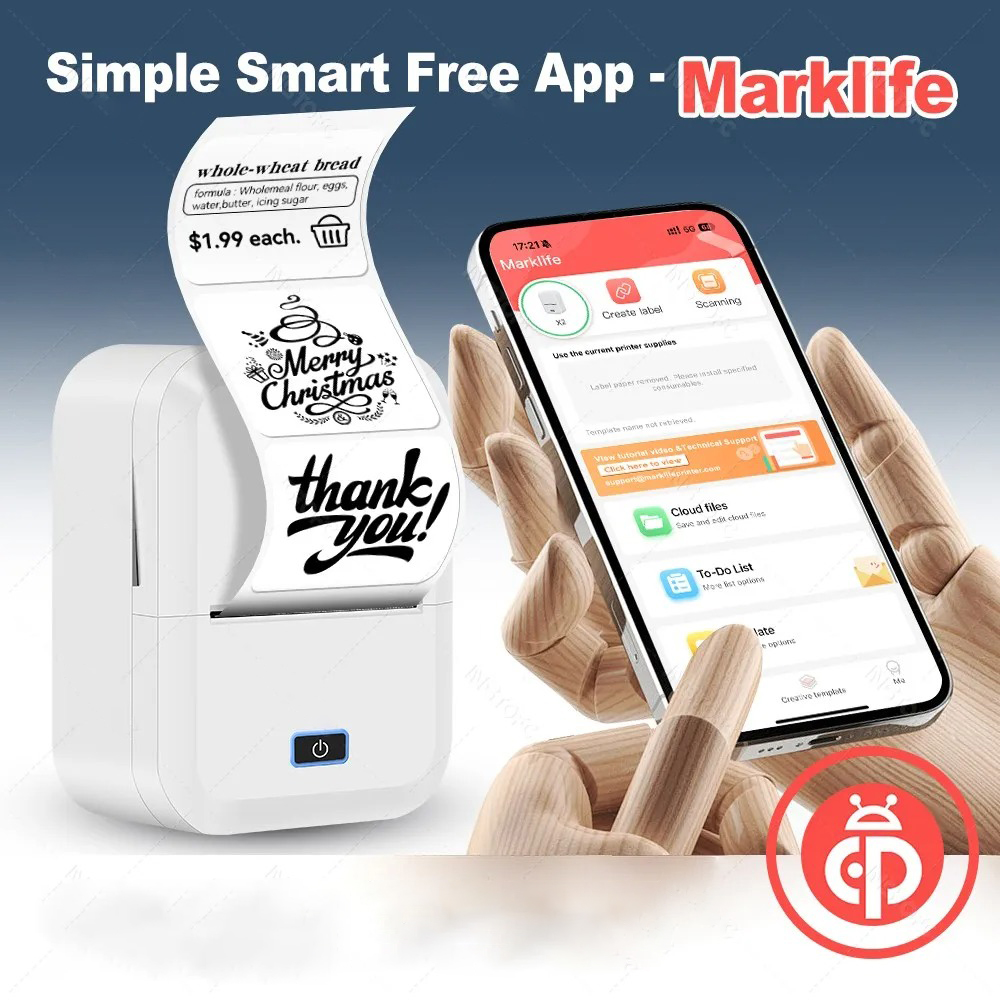 Inkless Portable Label Printer X2 Wireless Bluetooth Thermal Label ...