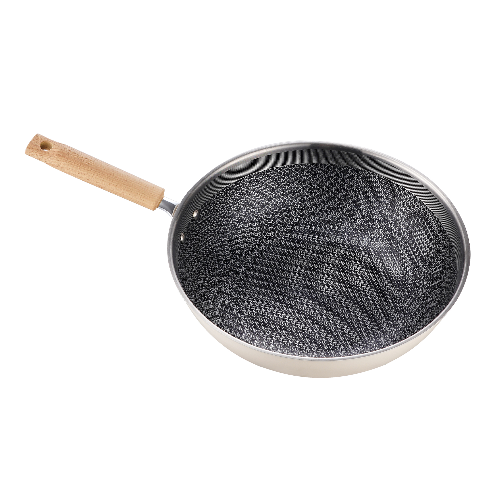 Supor 304 Stainless Steel Pan 32cm Wok Honeycomb Pan With Glass Lid 0 ...