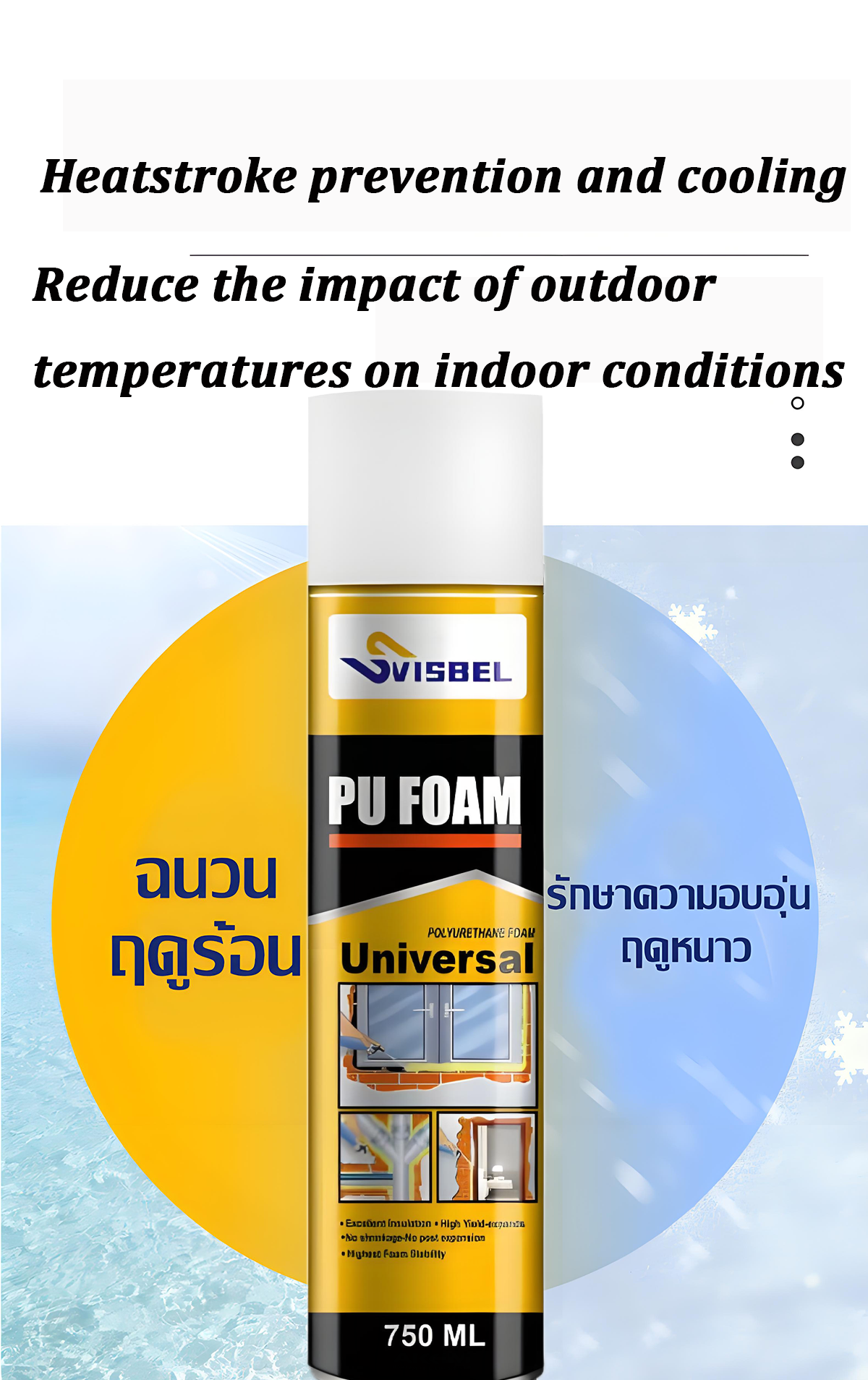 1500ML Polyurethane Foam Spray 120 times high foaming volume sealant ...