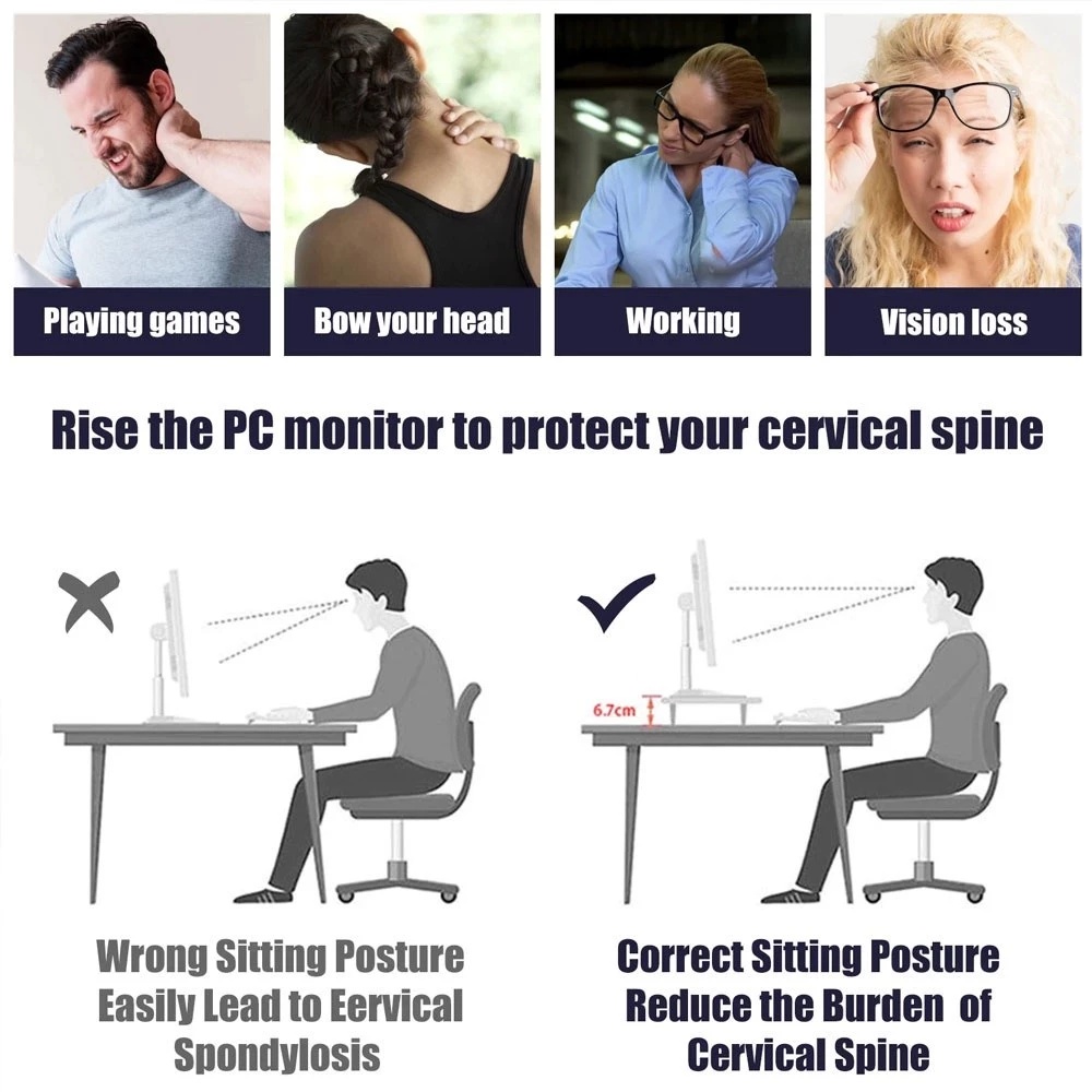 CLICK SHOPE Computer Monitor Elevated Rack 2 Layer Office Desk Monitor ...