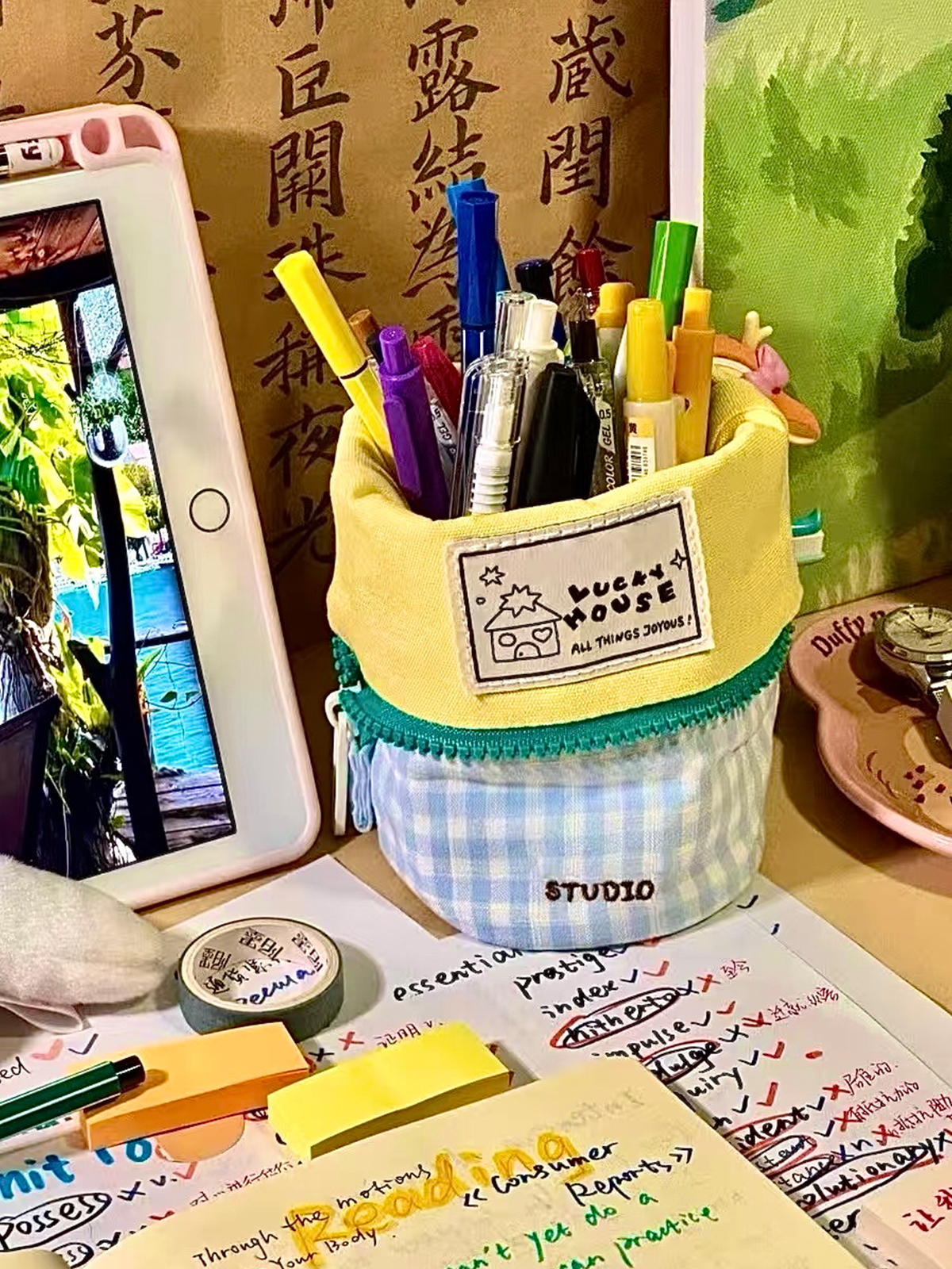 Pencil Case Large Capacity Vertical Flip 2-in-1 Pen Holder for girls ...