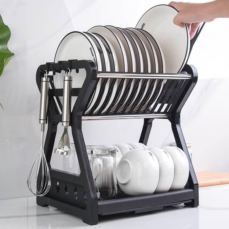 Double layered kitchen storage rack dish drain rack multifunctional ...
