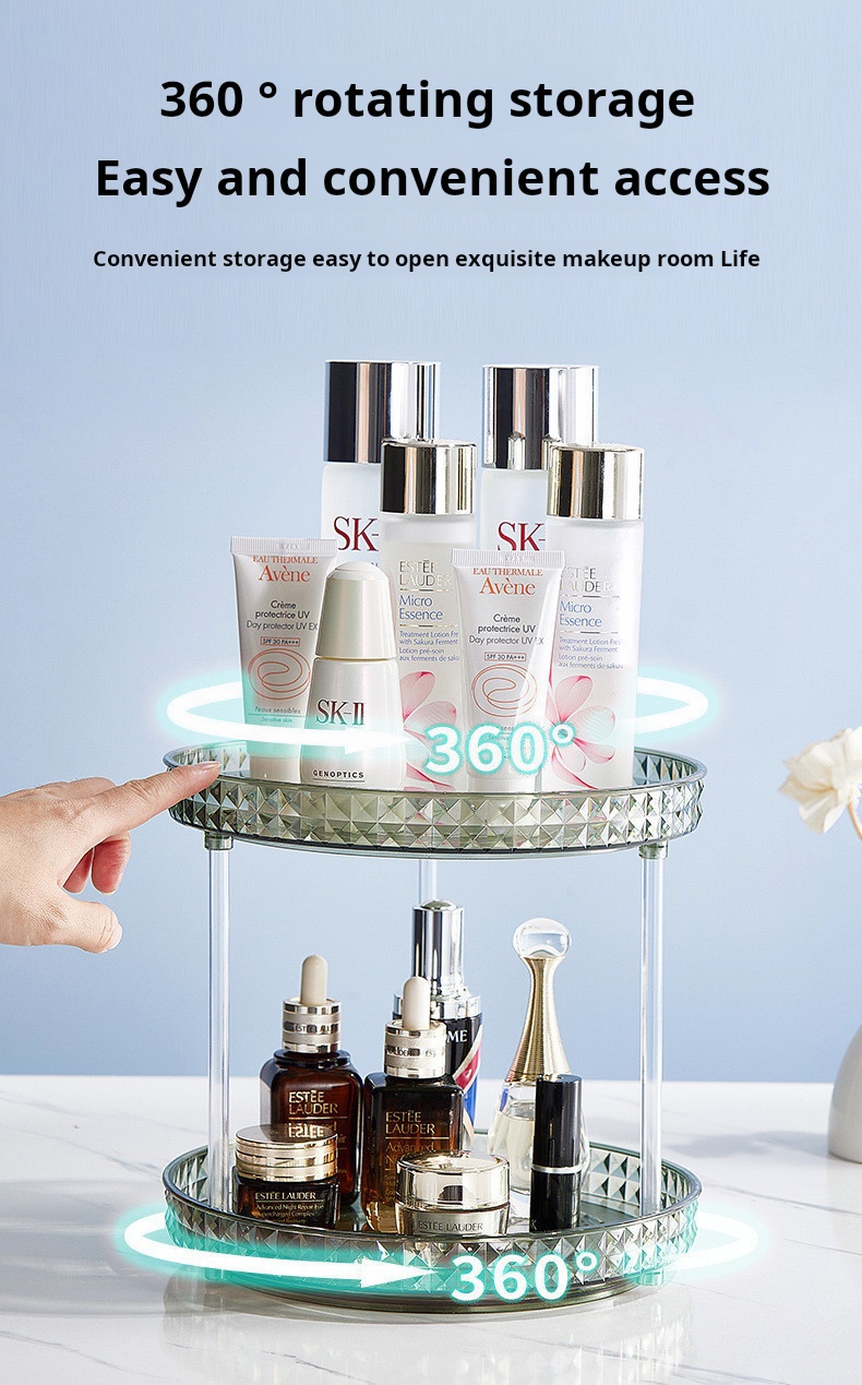 360 ° rotating multi-layer cosmetics storage rack kitchen storage tray ...