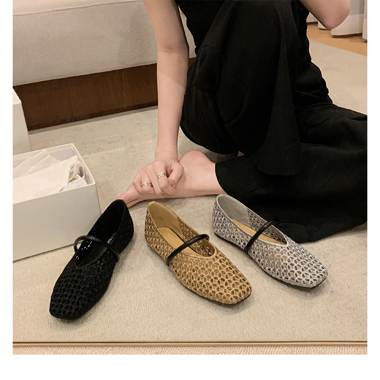 SWEETC Mary Jane Women's Flat Shoes - French Style Square Toe Ballet ...