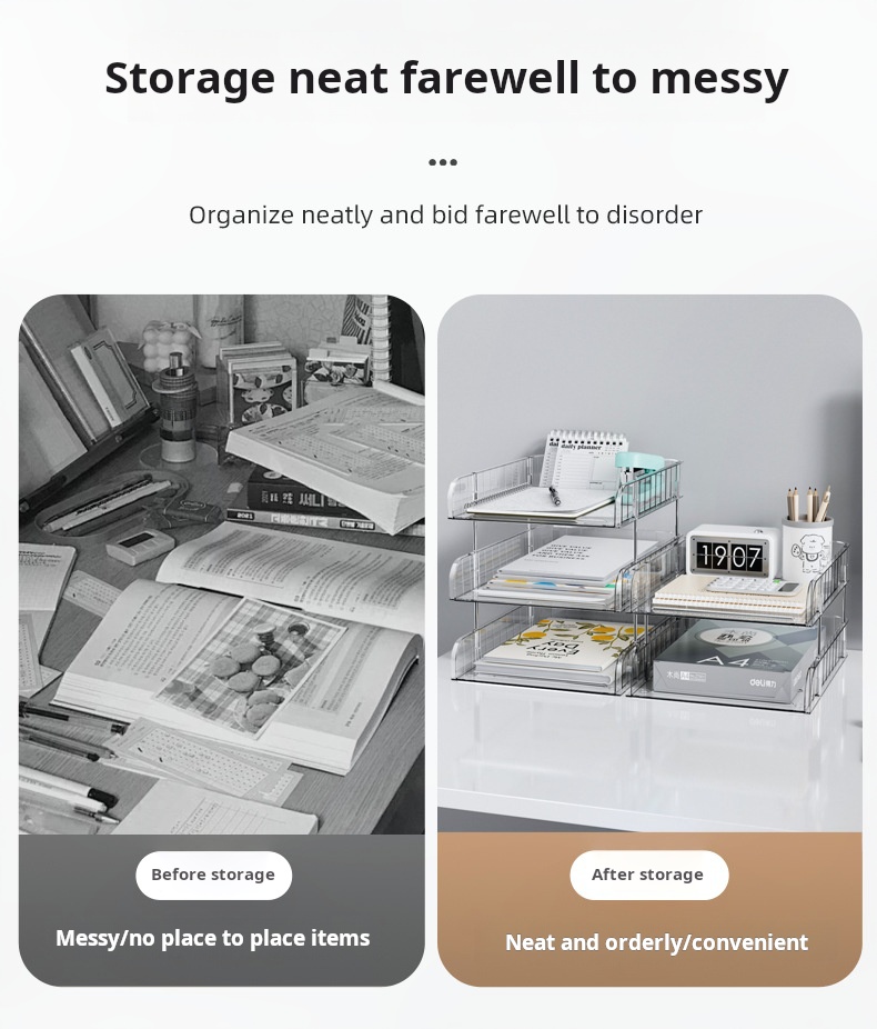 Transparent Acrylic Desktop File Rack: Multi - layer Stackable for ...