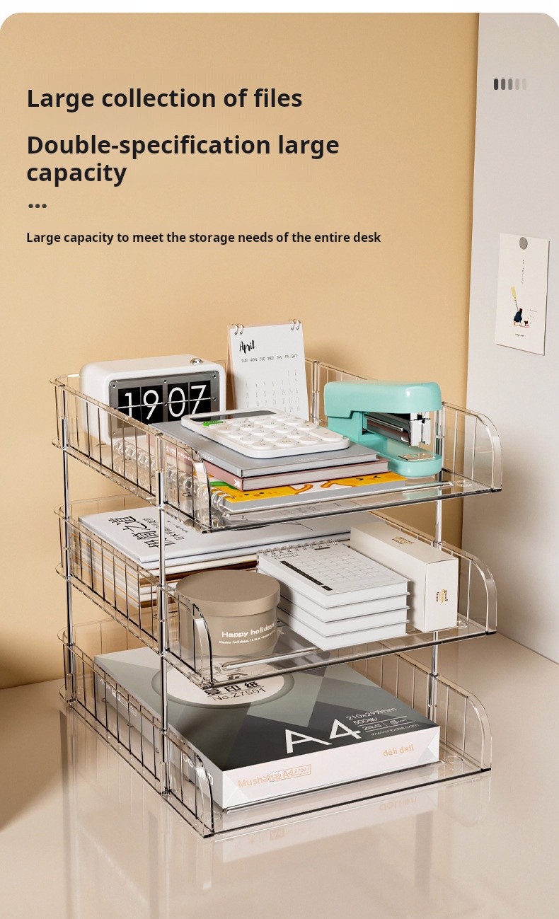 Transparent Acrylic Desktop File Rack: Multi - layer Stackable for ...