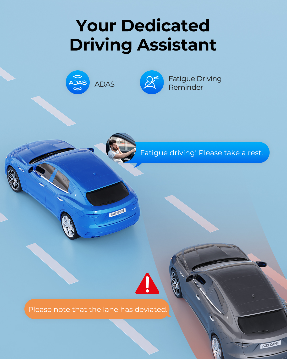 AZDOME M17 Pro 4K Front and Rear Dash Cam Built-In Wi-Fi ADAS with Type ...