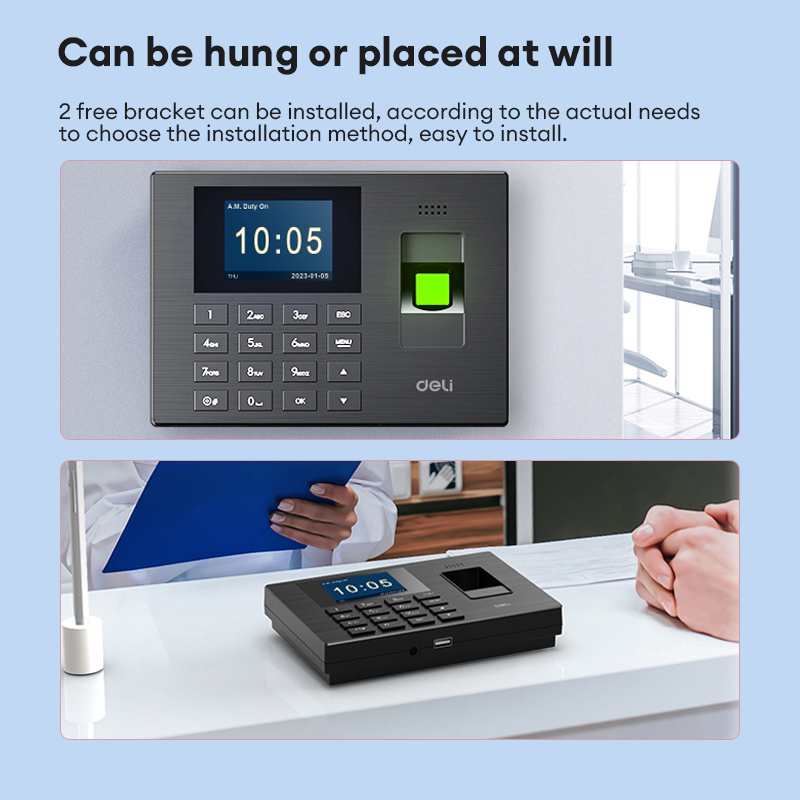 Deli Fingerprint Biometric Machine 2.4'TFT Screen Biometric Fingerprint ...