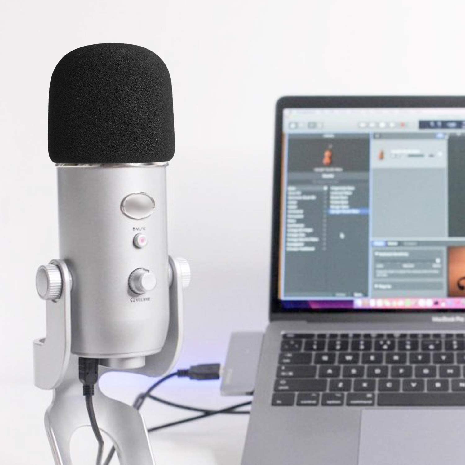 Foam Microphone Windscreen with Furry Windscreen Muff - Mic Wind Cover Pop Filter for Blue Yeti ...