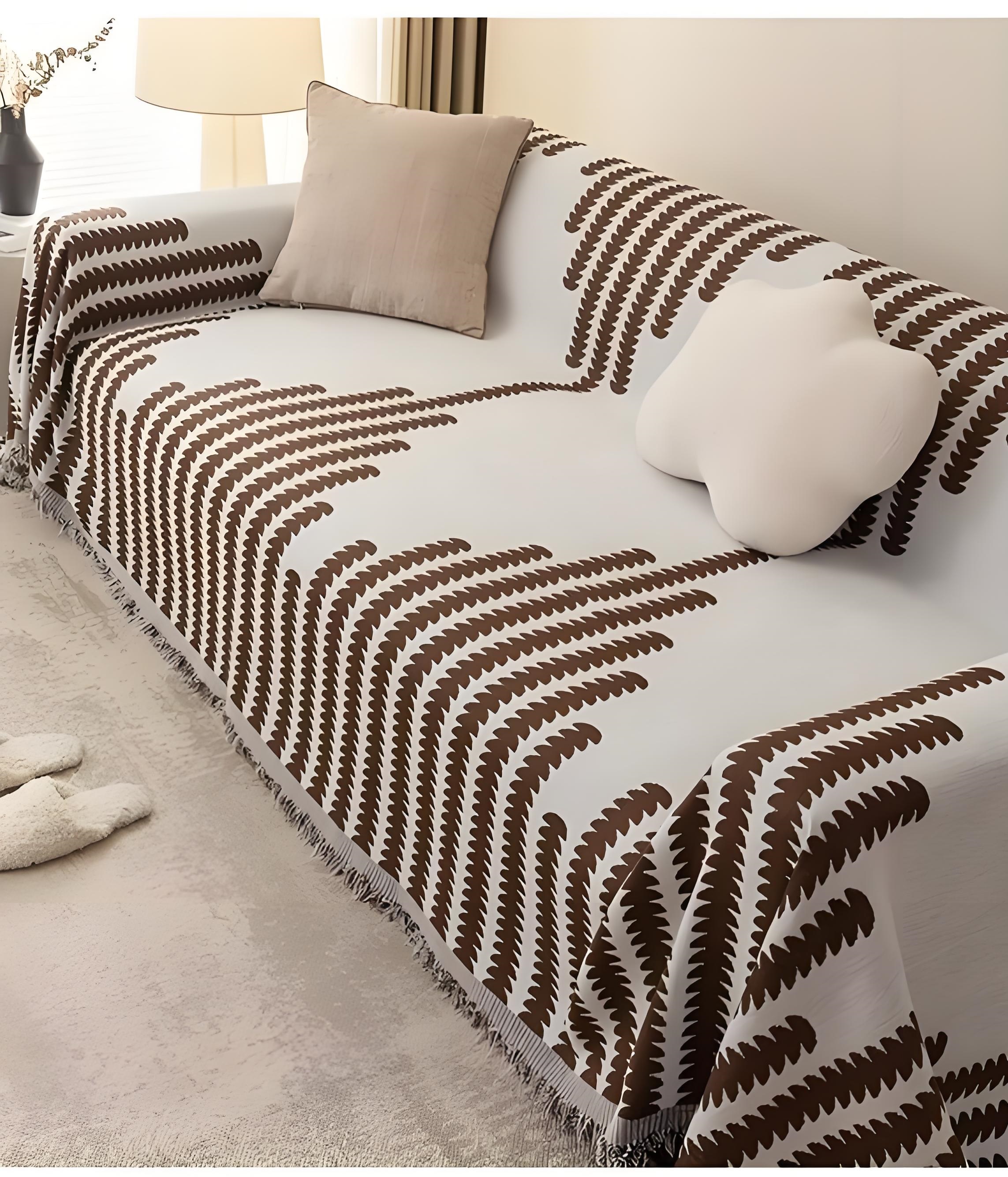 Sofa Cover With Tassels Universal Solid Color Sofa Slipcover Pet ...