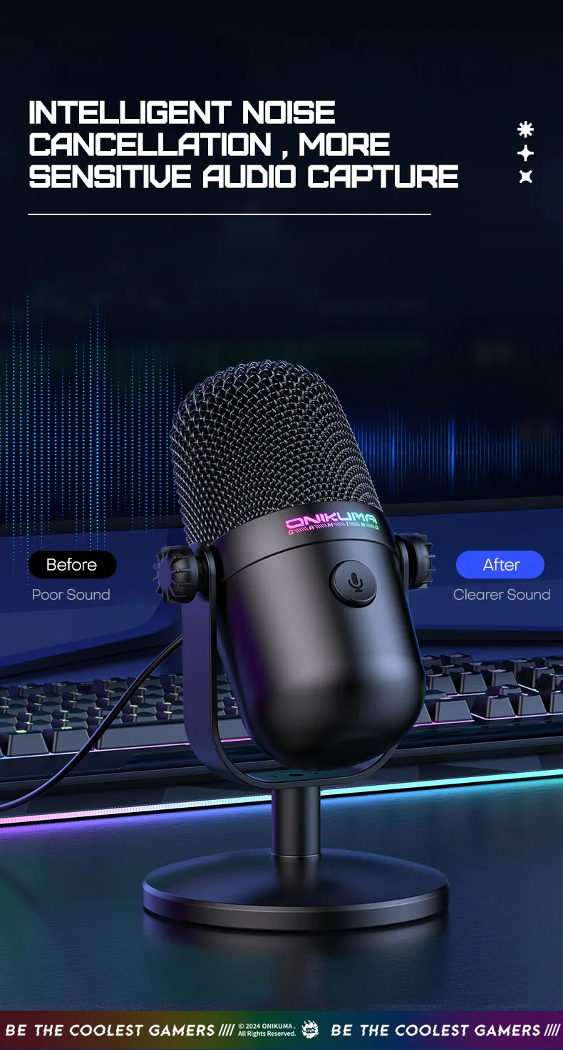 Onikuma M830 Color RGB USB Capacitor Wired Gaming Noise Reduction Microphone | Shopee Philippines