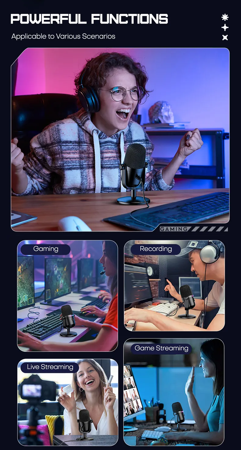 Onikuma M830 Color RGB USB Capacitor Wired Gaming Noise Reduction Microphone | Shopee Philippines