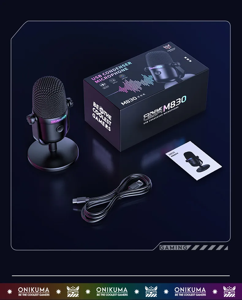 Onikuma M830 Color RGB USB Capacitor Wired Gaming Noise Reduction ...