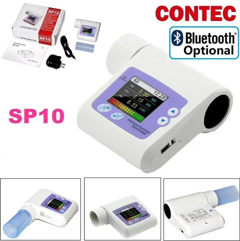 CONTEC SP10 Spirometer Handheld Digital Peak Flow meter Bluetooth ...