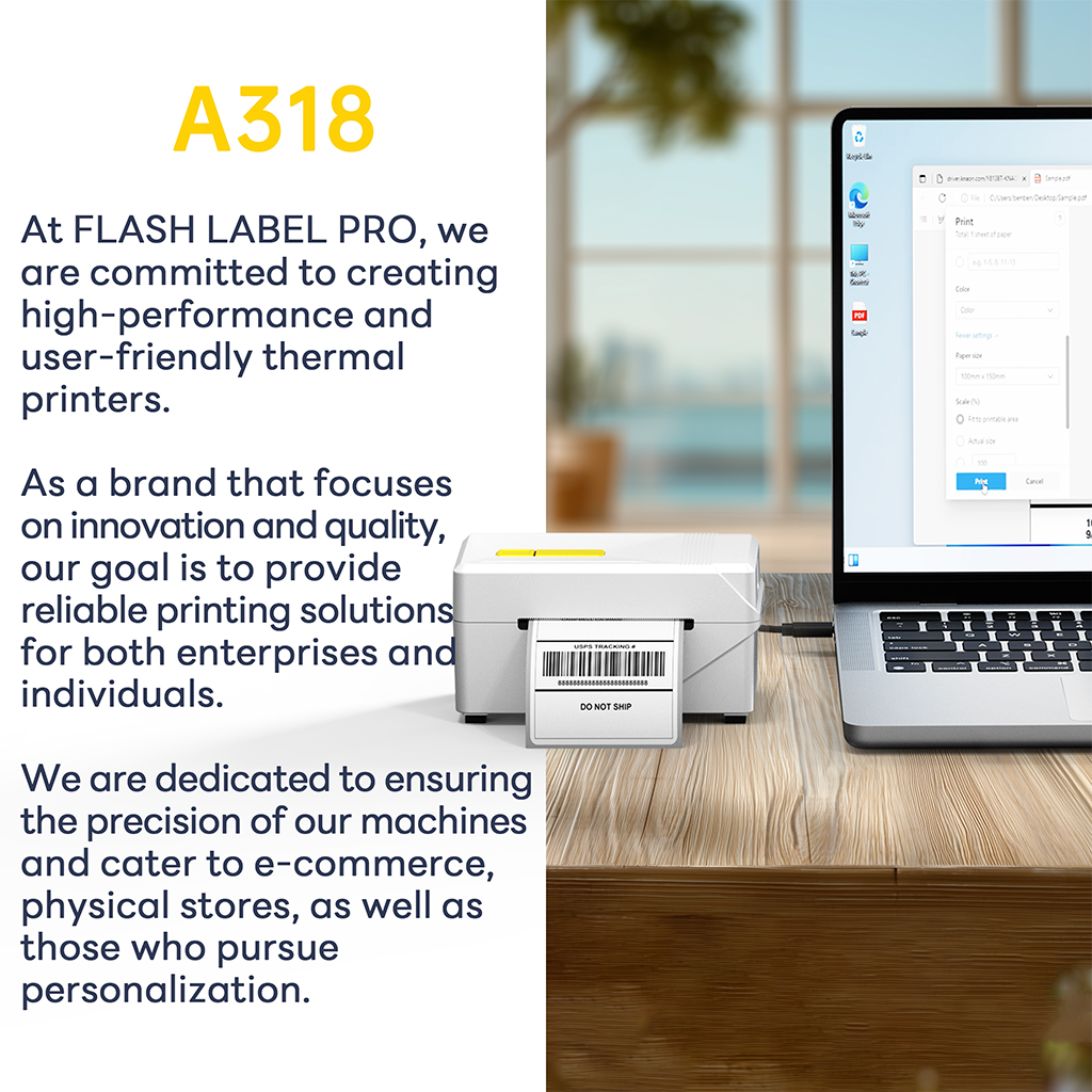 A7 Size Thermal printer A318, A7（76*130mm) 3 inch Bluetooth Waybill ...