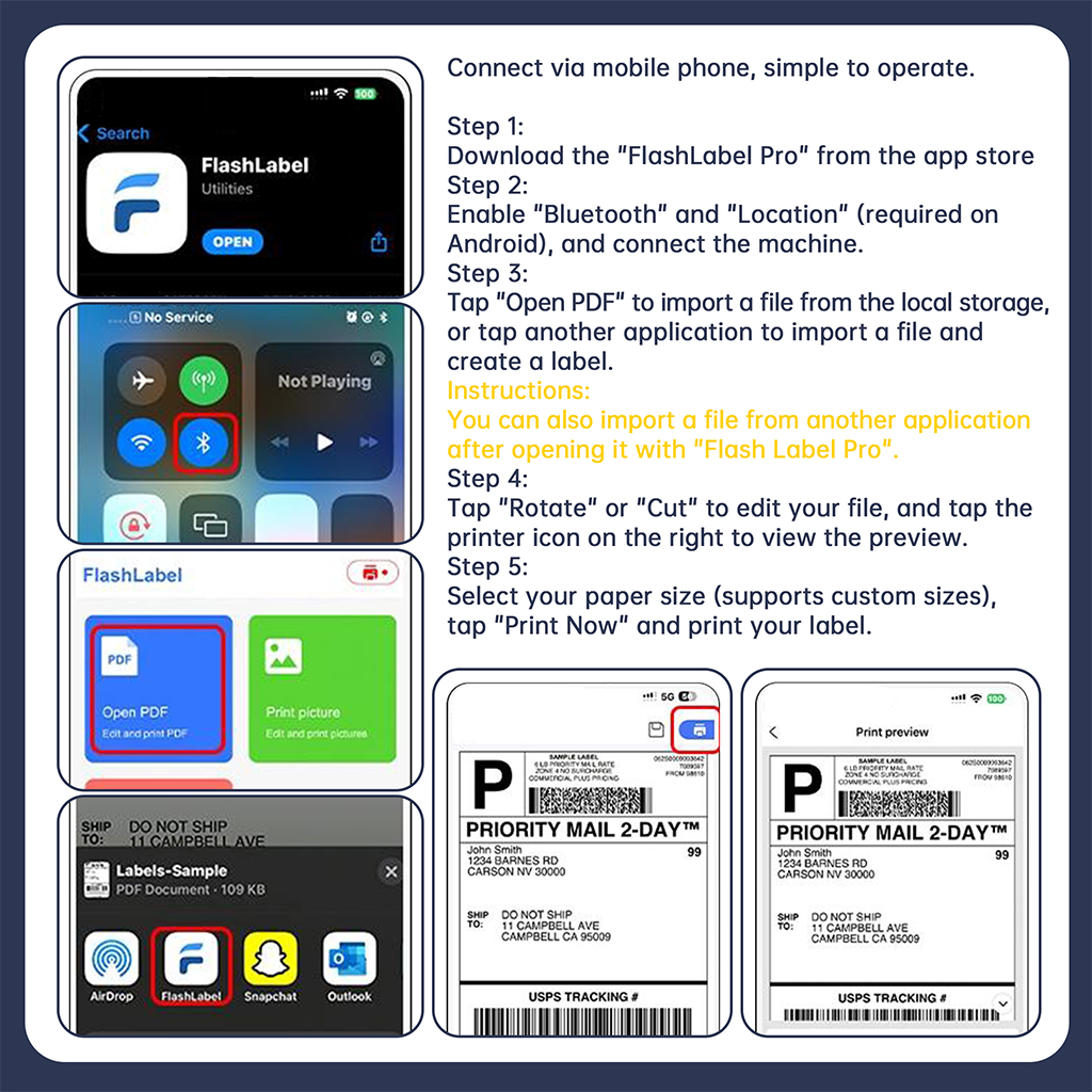 A7 Size Thermal printer A318, A7（76*130mm) 3 inch Bluetooth Waybill ...