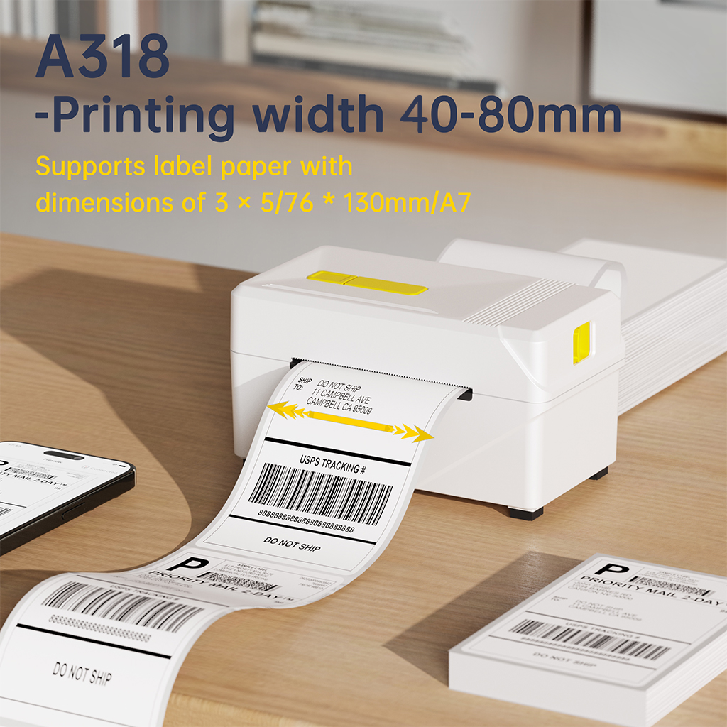 A7 Size Thermal printer A318, A7（76*130mm) 3 inch Bluetooth Waybill ...