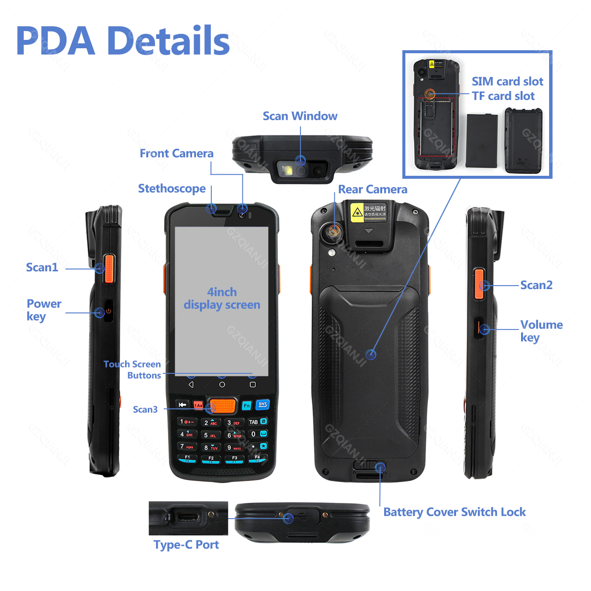 Smart PDA Terminal Android 14 Barcode QR Code Scanner Data Collection ...