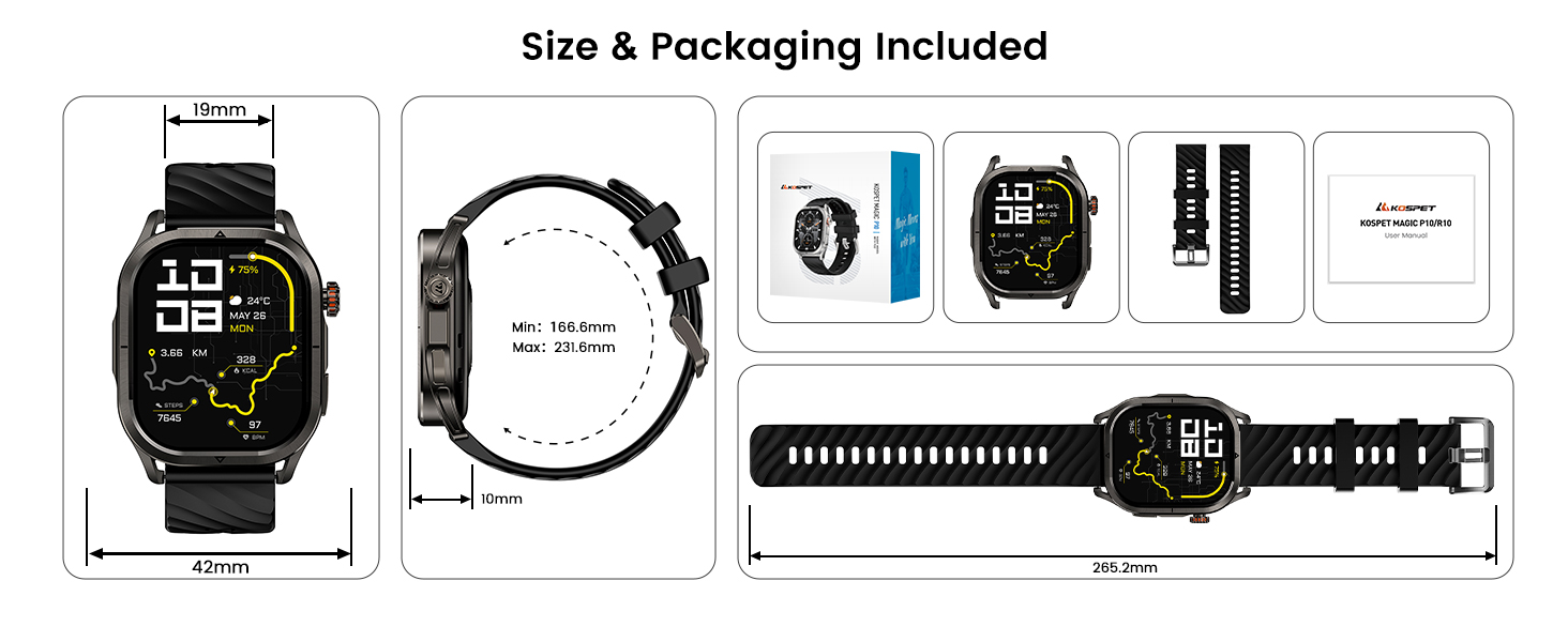 KOSPET MAGIC P10 outdoor sports smartwatch For Men/Women GPS 1.96 ...