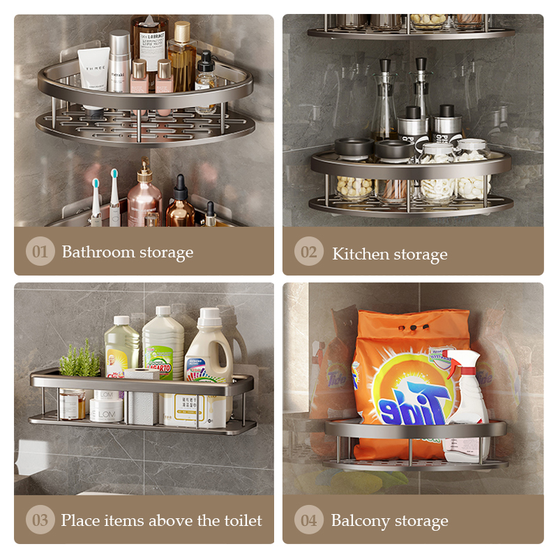 XTEN Space Aluminum Bathroom Rack Stainless Bathroom Organizer Storage ...