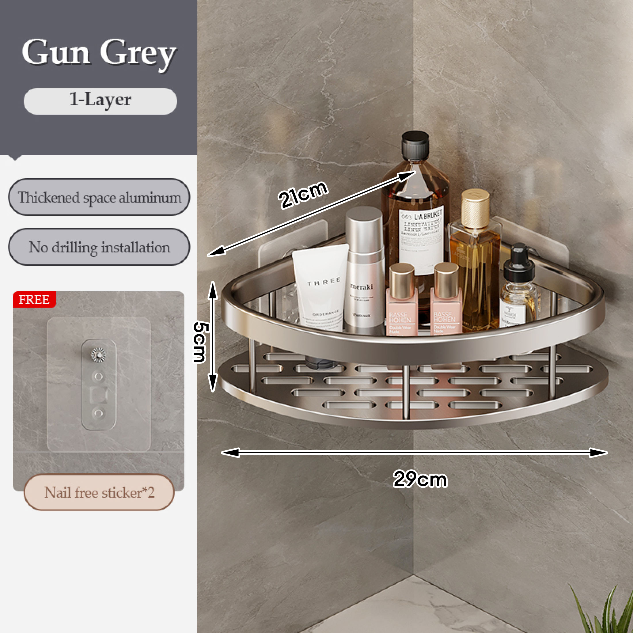 XTEN Space Aluminum Bathroom Rack Stainless Bathroom Organizer Storage ...