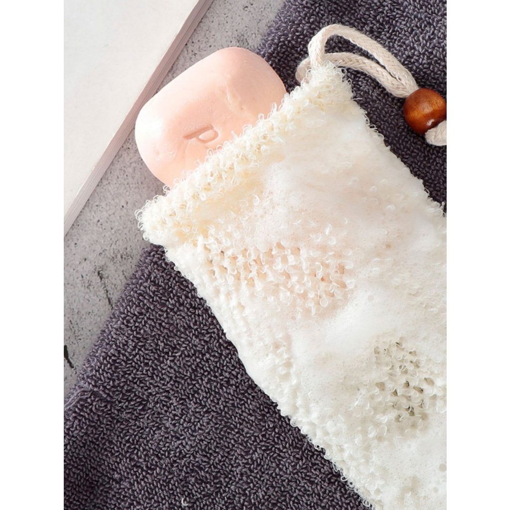 Creamy Double-Layer Nylon Mesh Soap Saver Sack Durable Exfoliating ...
