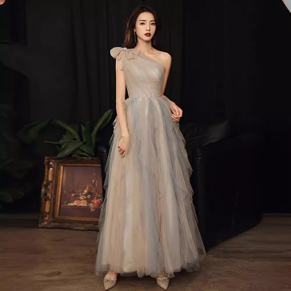 PREMIUM EVENING GOWN One-Shoulder Belted PROM Dress - Elegant Piano ...