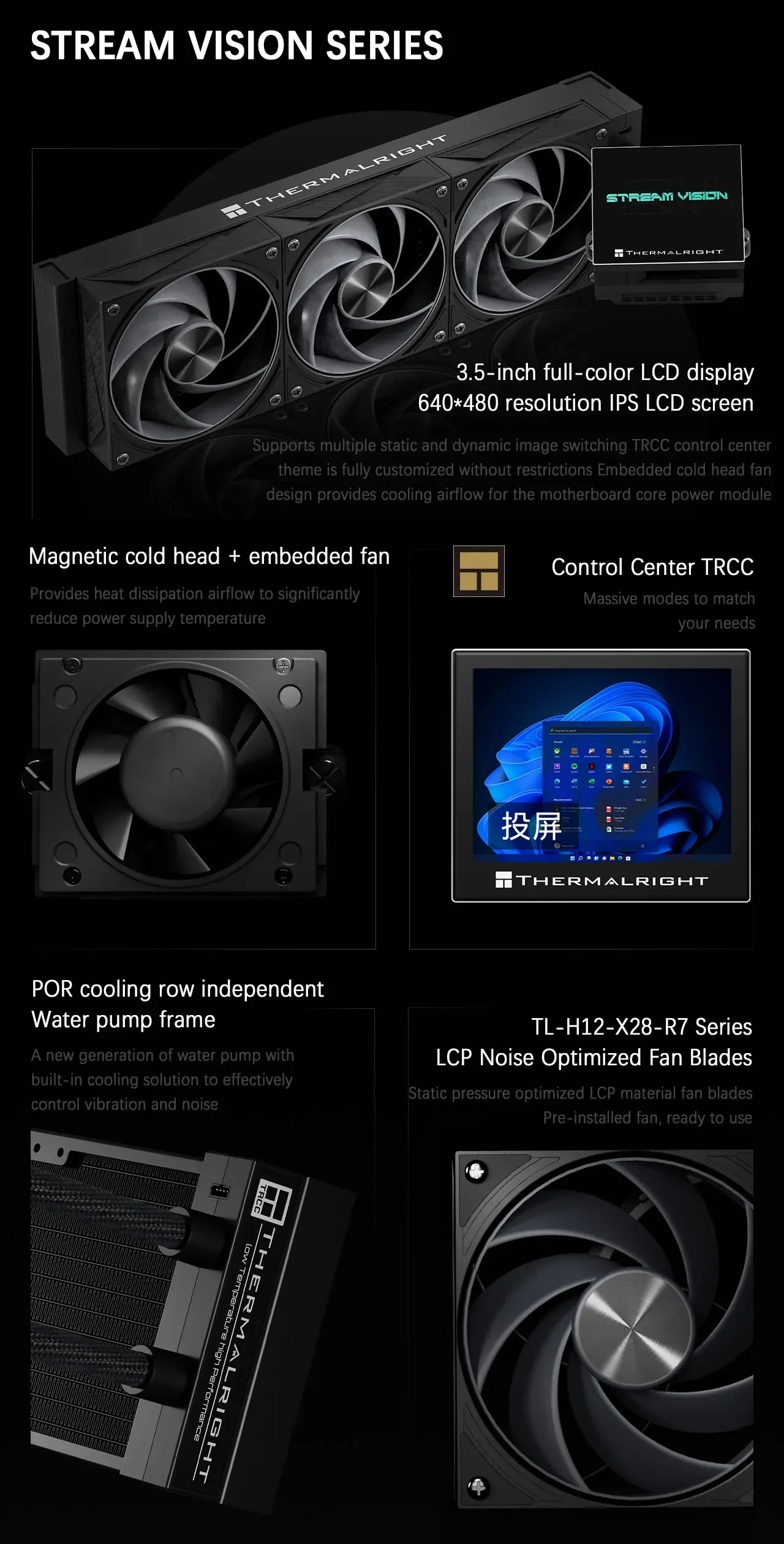 Thermalright Stream Vision 360 CPU Water Cooler radiator Magnetic 3.5 ...