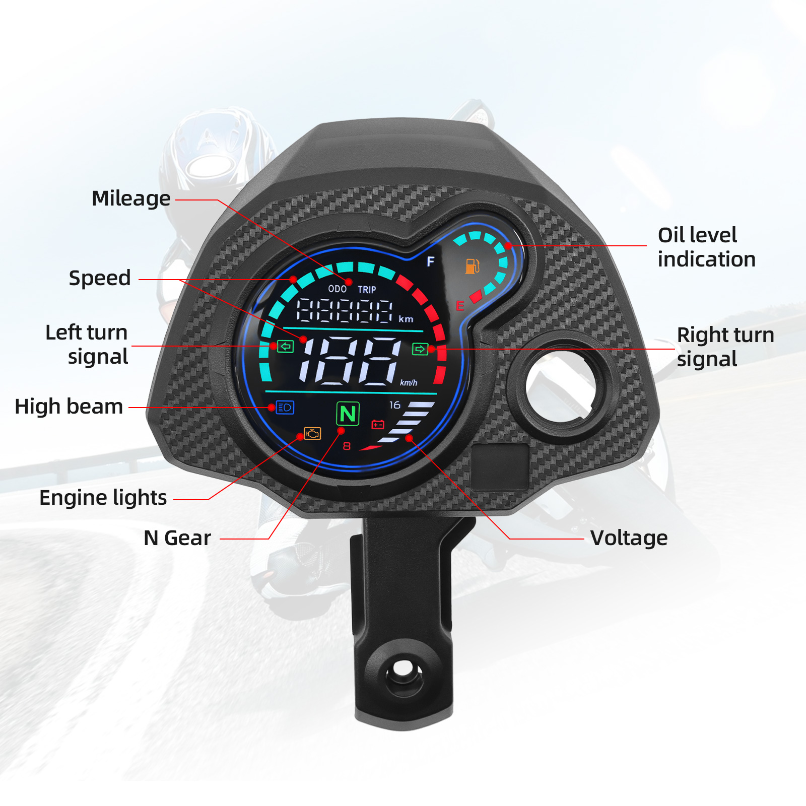 For Honda Navi 110 Digital Meter Motorcycle Speedometer Voltage Fuel ...