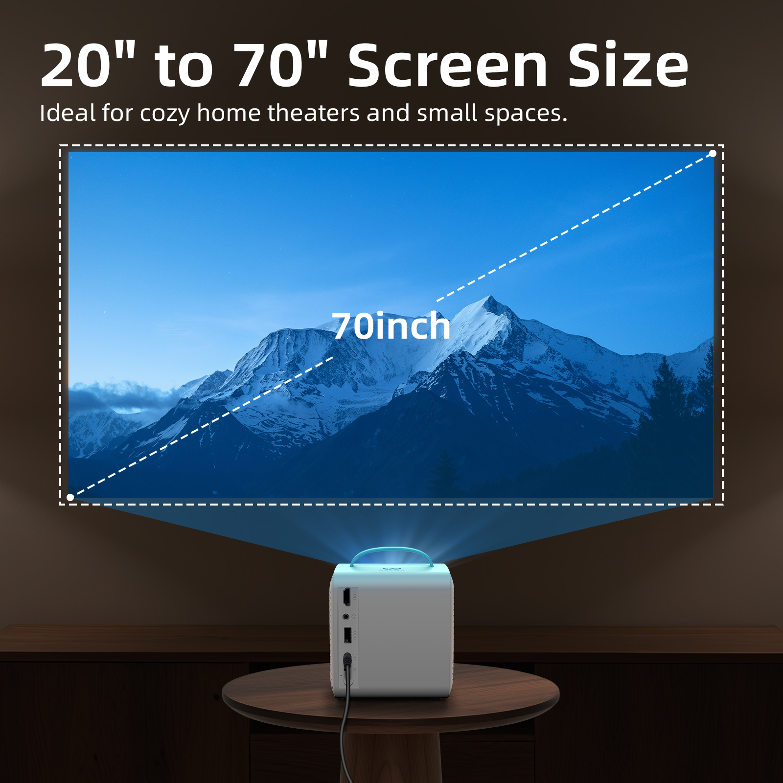 GOOJODOQ Mini Portable Projector With Bluetooth 1080P Speaker HDMI Wifi ...