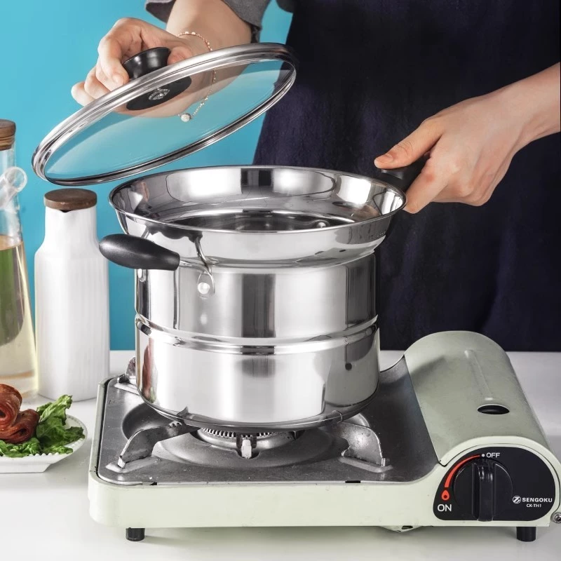 3 in 1 Stainless steel Steam and Deep Frying Cooking Pot multifunction ...