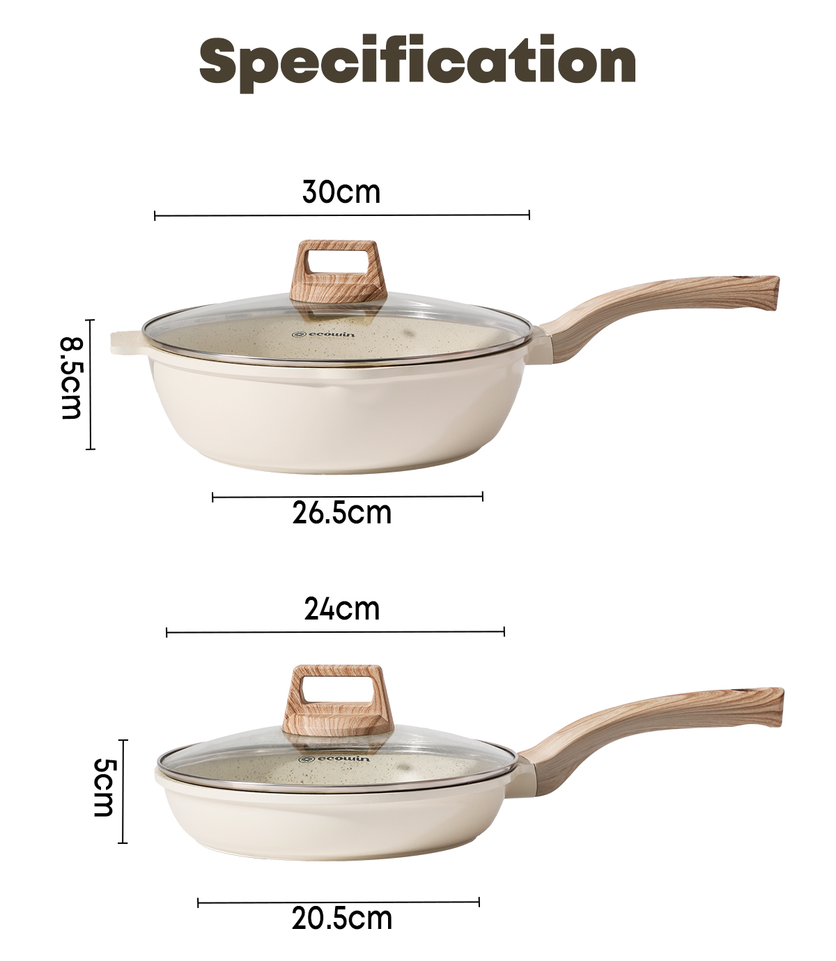 Ecowin 【Buy 4 get 9 】Non-Stick Coating Cookware Set Non PFAS & PTFE ...