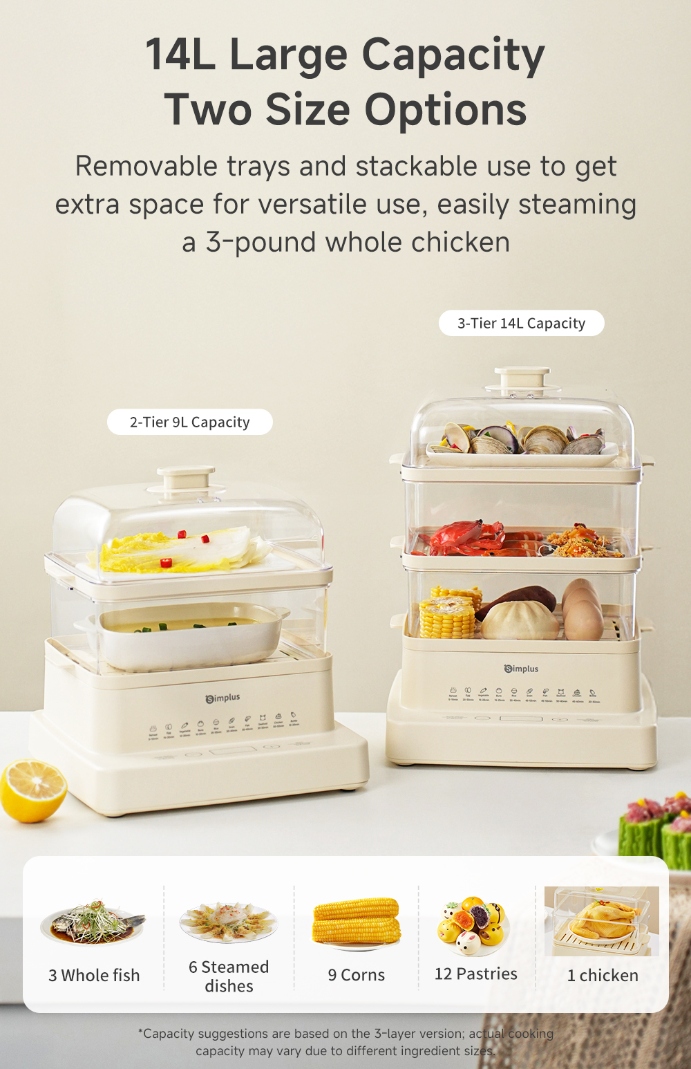 Simplus Electric Food Steamer Multifunction Smart Timer Egg Boiler 3 ...