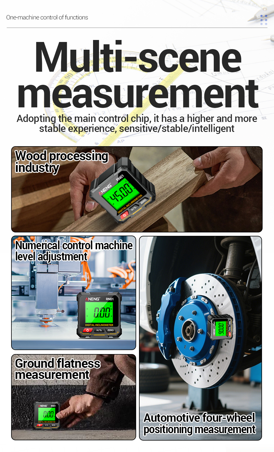 ANENG RN01 Digital Protractor Inclinometer 360 Degree Mini Angle Finder ...