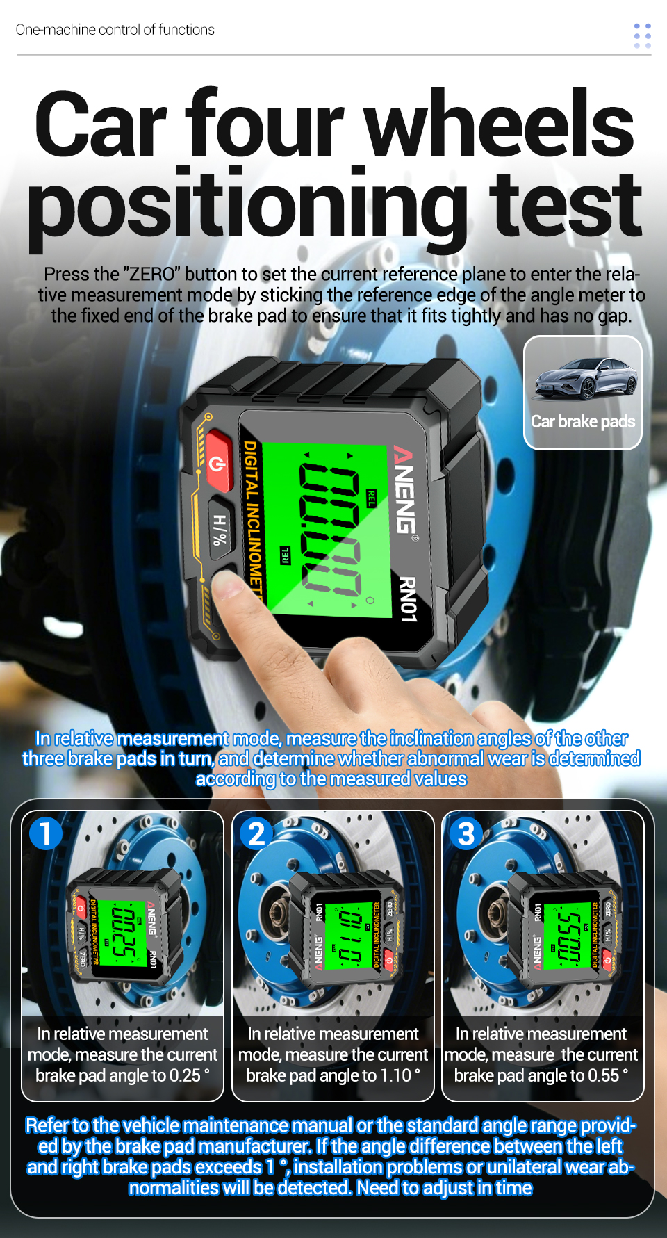 ANENG RN01 Digital Protractor Inclinometer 360 Degree Mini Angle Finder ...