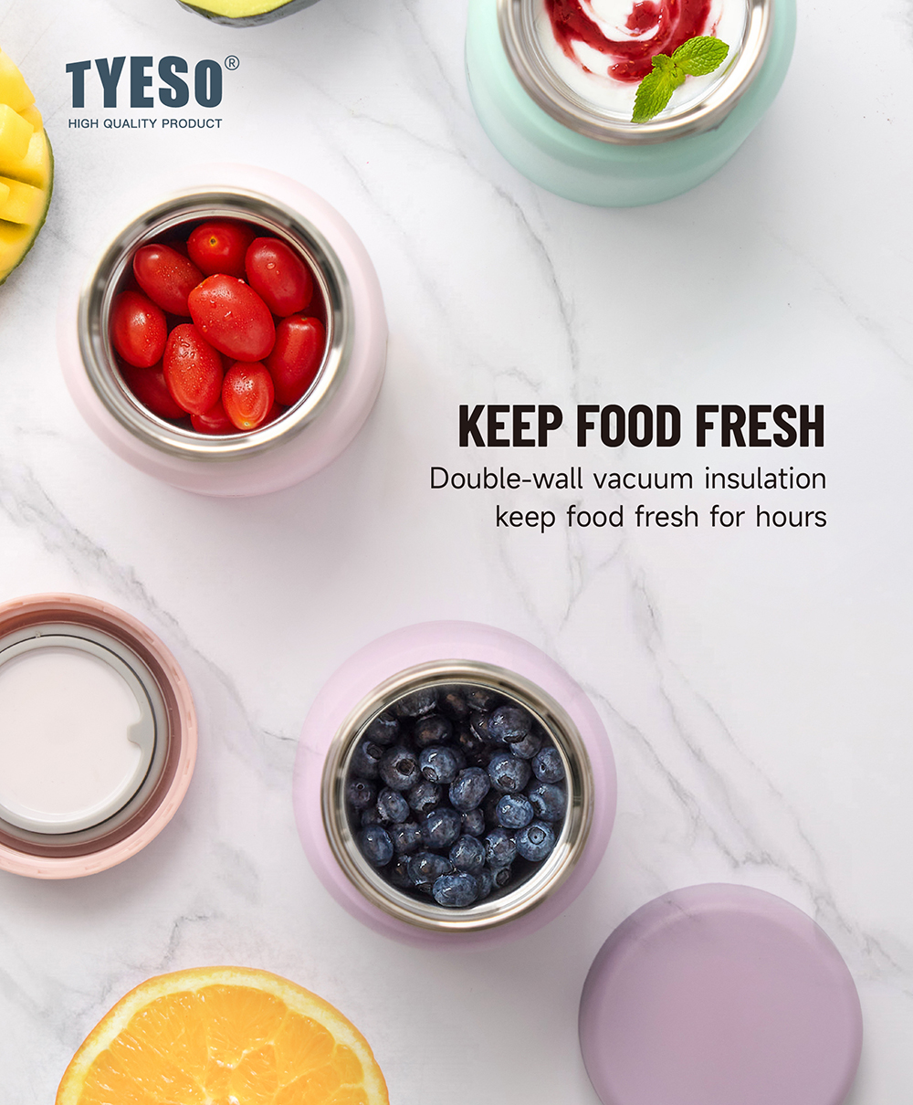 TYESO® Vacuum Insulated Tumbler 316 stainless steel thermos Food Jar ...