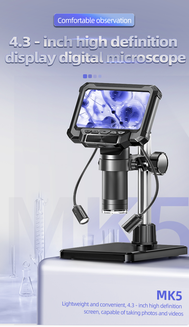 Digital Microscope with 4.3inch IPS Screen 50-1200X Coin Mirroscope ...