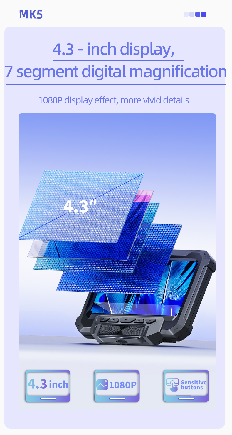 Digital Microscope with 4.3inch IPS Screen 50-1200X Coin Mirroscope ...