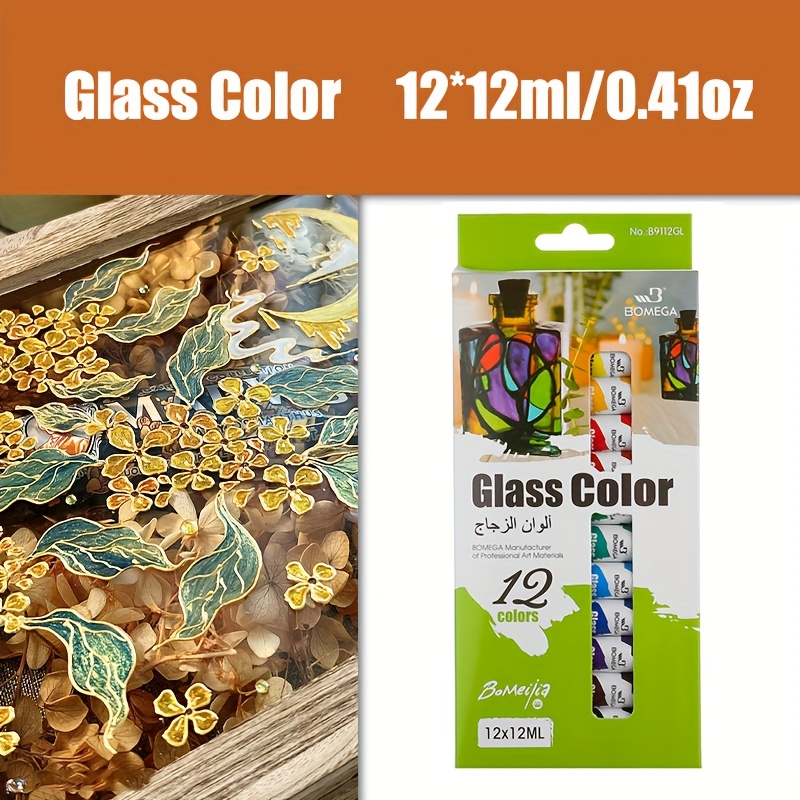 Colorful Glass Paint Kit - 12 Colors (0.42oz/12ml Each) | Stained Glass ...