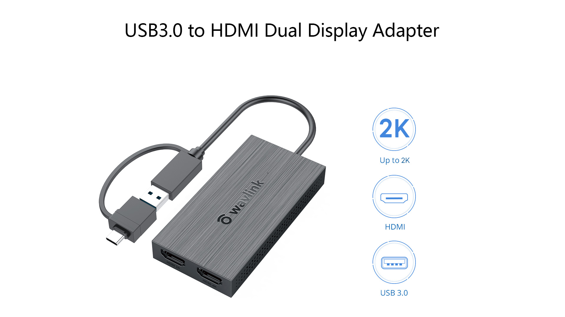 WAVLINK Displaylink USB to HDMI Adapter Dual 1080P@60Hz HDMI Convertor ...
