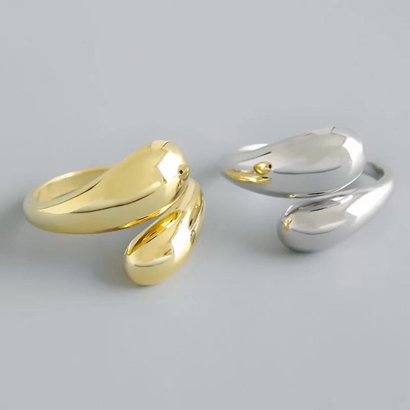 Waterdrop Open Ring for Women - Trendy Smooth Gold/Silver Adjustable Finger Jewelry | Shopee ...
