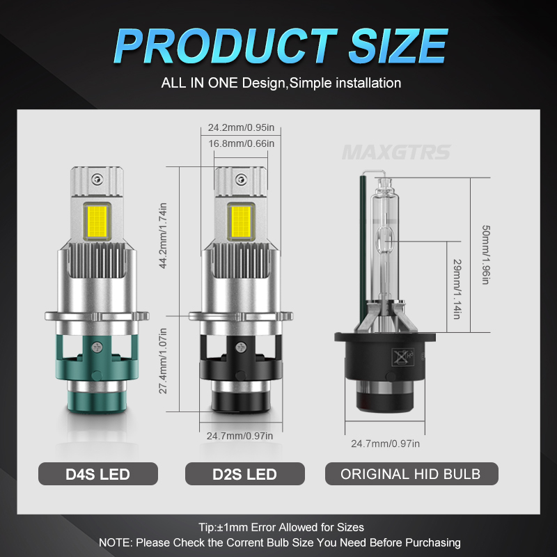 MAXGTRS 2x D1S D4S D4R D2R D2S LED Headlight Bulbs 6000K White ...