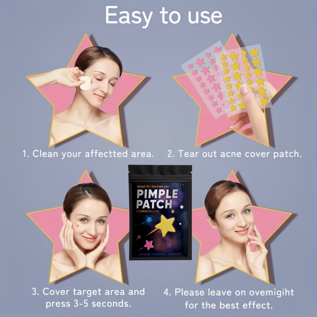 280pcs Multicolor Stars Facial Acne Stickers - Colorful Stars & Cartoon ...