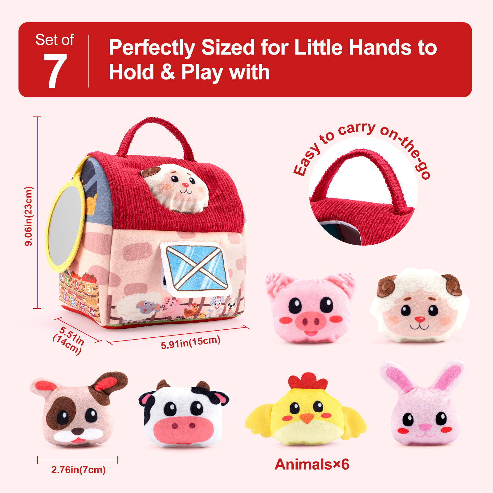 Mini Farmhouse Box Plush Toy Small House Farm Scene Sensory Cognitive ...