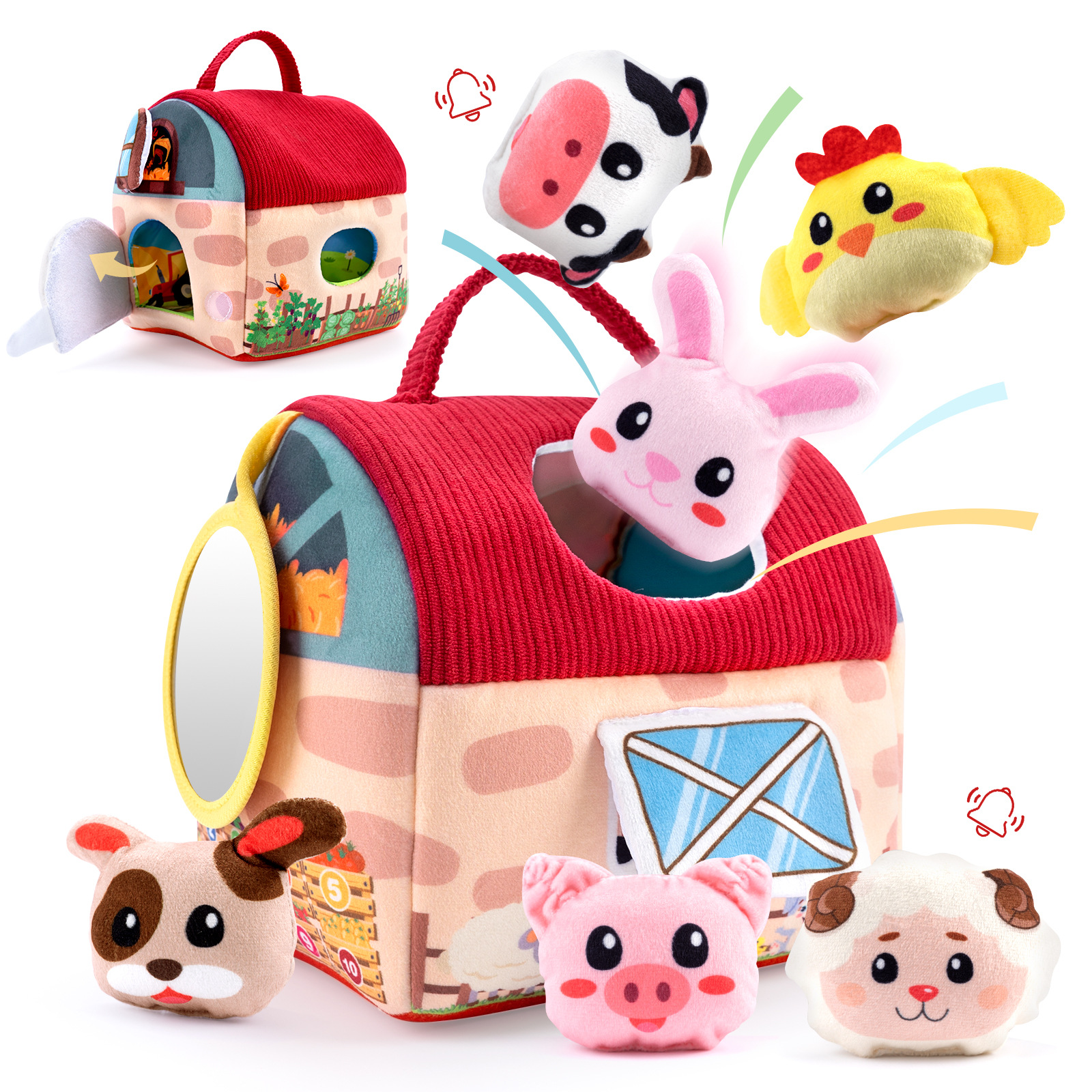 Mini Farmhouse Box Plush Toy Small House Farm Scene Sensory Cognitive ...