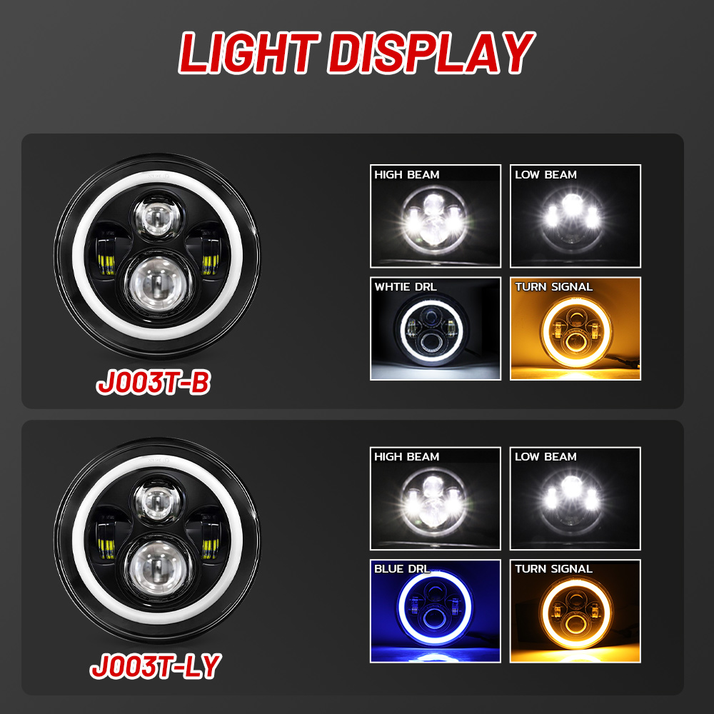 7 Inch LED Car Headlight with DRL High Brightness Multi-Function for ...