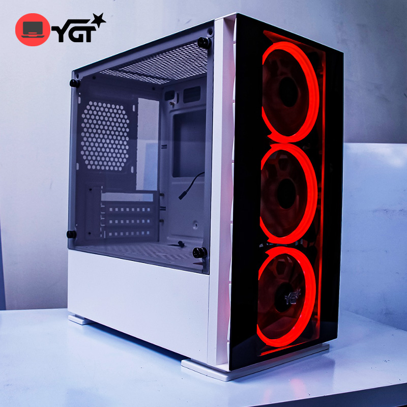 YGT Gaming PC Case With Tempered Glass Mid Tower Micro ATX/ITX Desktop ...