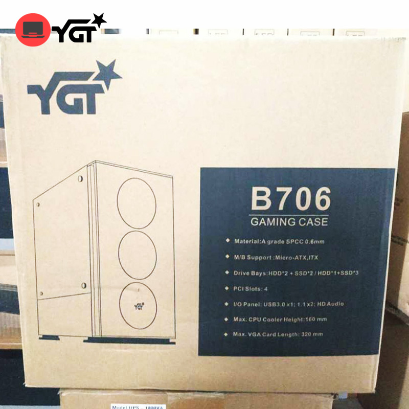 YGT Gaming PC Case With Tempered Glass Mid Tower Micro ATX/ITX Desktop ...