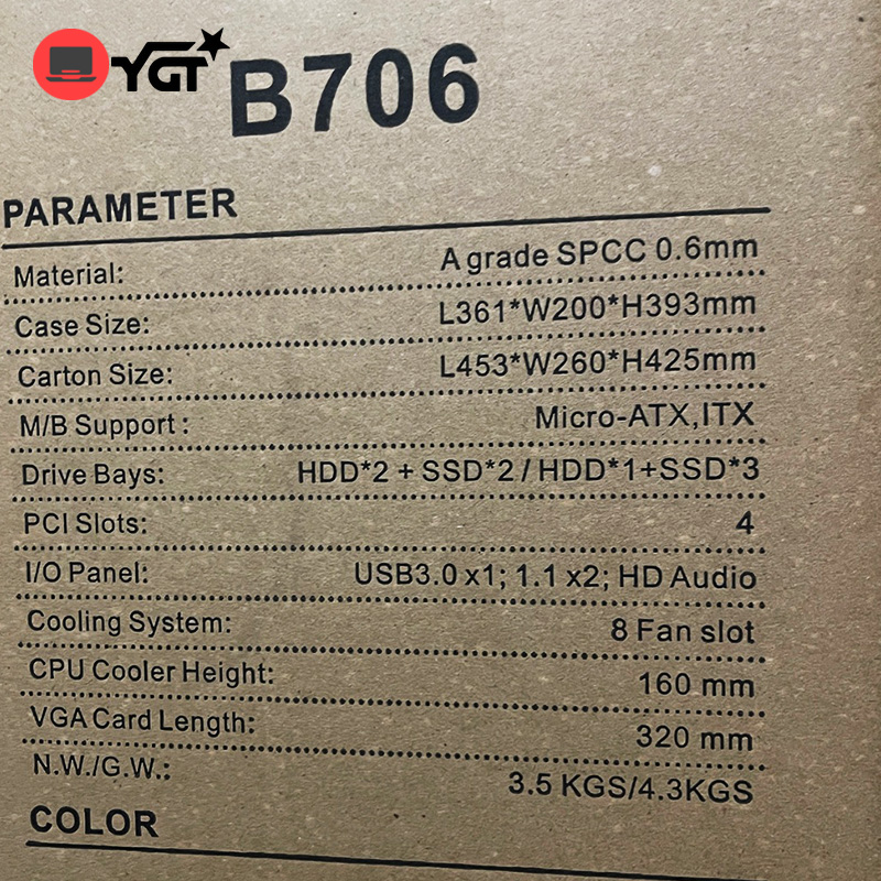 YGT Gaming PC Case With Tempered Glass Mid Tower Micro ATX/ITX Desktop ...